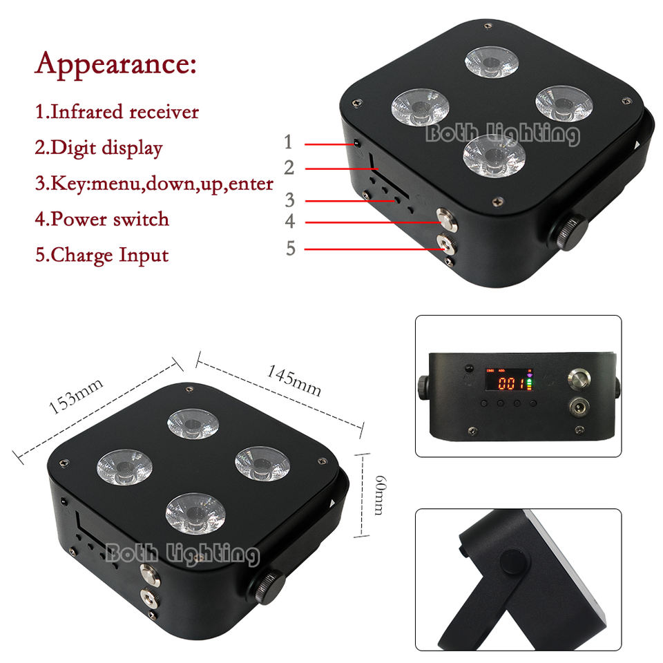 Both Lighting IR4 Mini Spot Par Lights LED 4*12W Wireless DMX Uplights ...