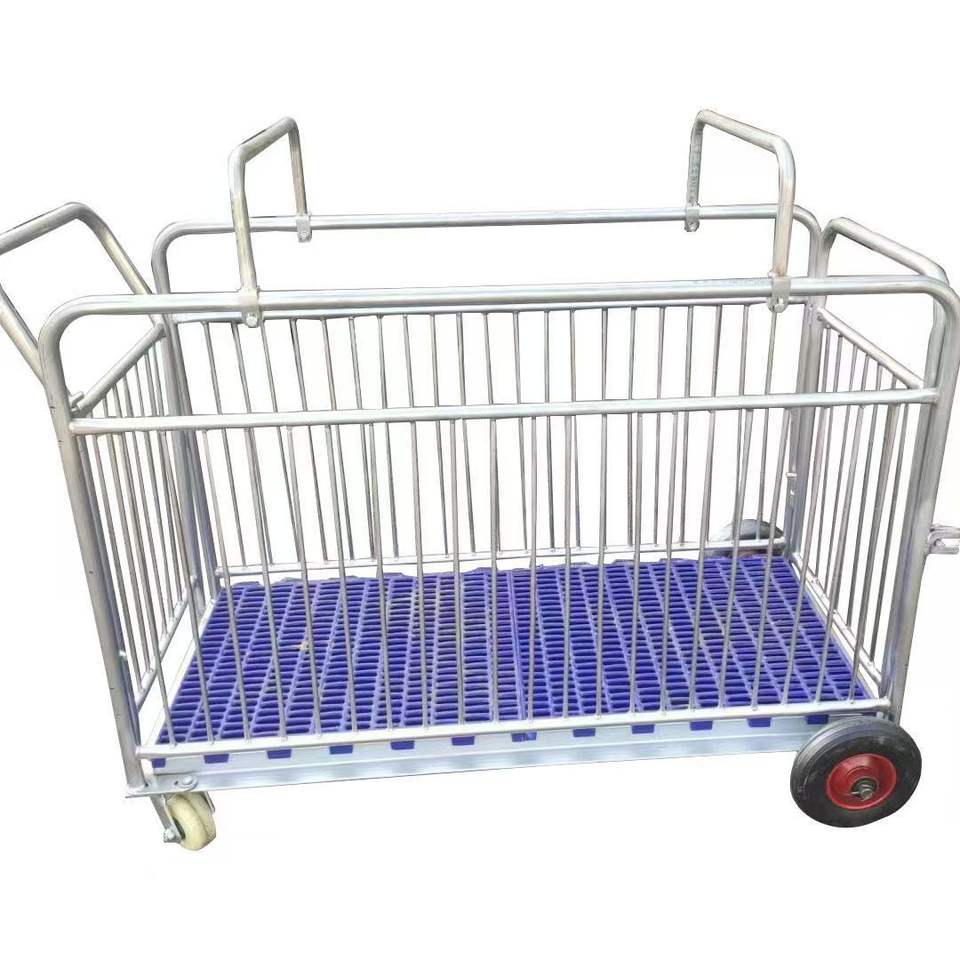 Galvanized Piglet Transport Cart with Wheels - Durable Handcart for ...