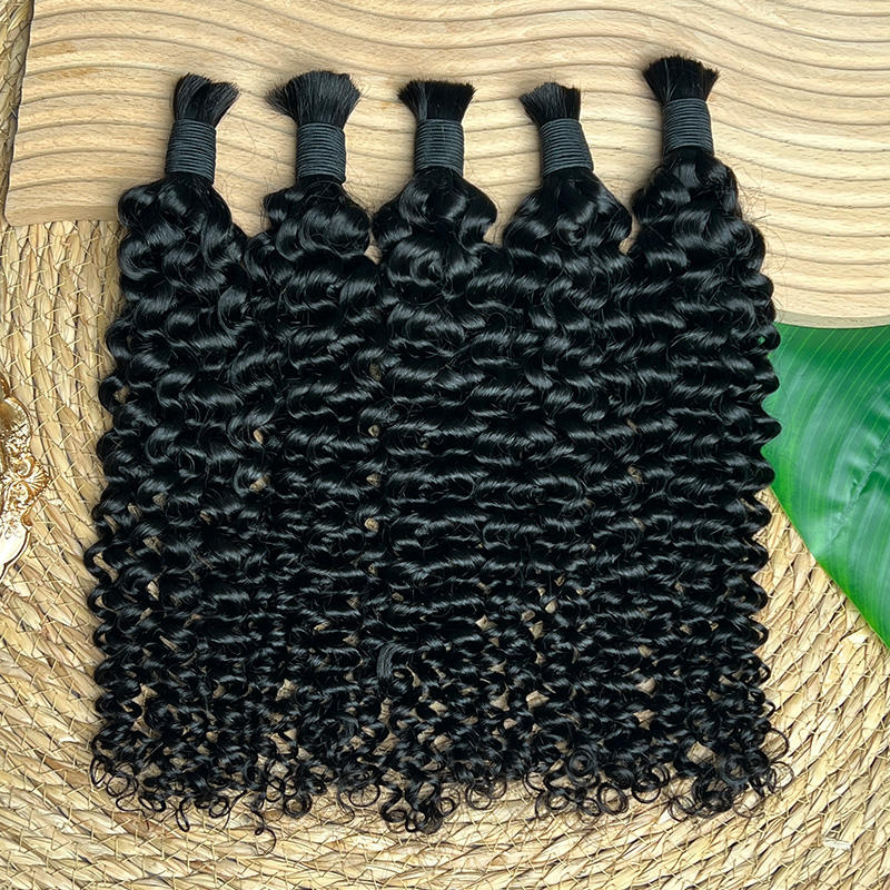 100% Unprocessed Virgin Natural Deep Curly Bulk Braiding Boho Braids ...