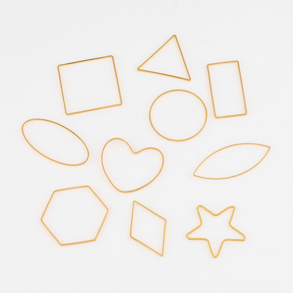 Zhubi Gold Plated Hollow Frames Bezels Alloy Connectors Square Heart ...