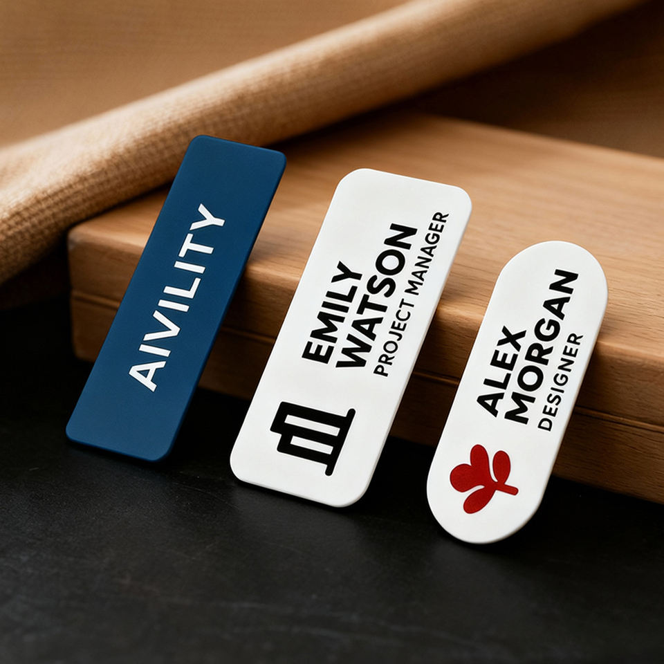 Custom Acrylic Name Badges Magnetic ID Tag Transparent PVC ABS Plastic ...