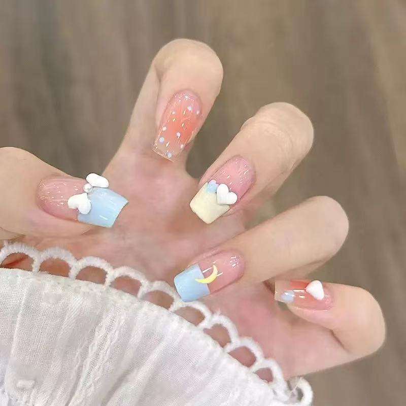 Z851 Handmade Private Label ABS Full Cover Stiletto French Tip Press on ...