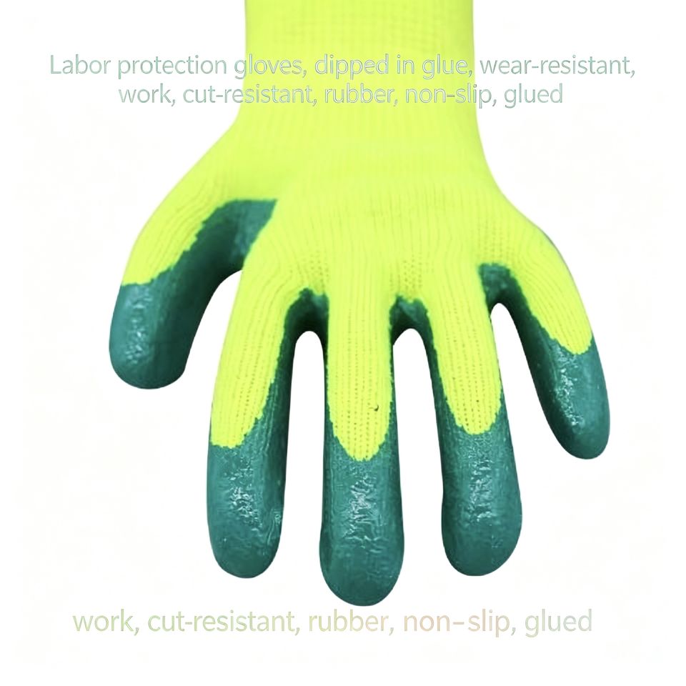 Thickened Latex Wrinkled Labor Protection Gloves Rubber-Coated Wear ...