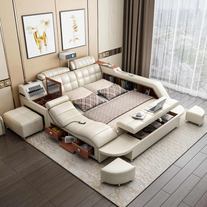 Luxury Smart Bed - Multifunctional King Size Bedroom Furniture