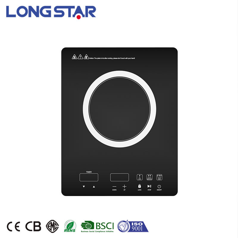 Portable Slim Electric Induction Cooktop 2200W Black Crystal Plate ...