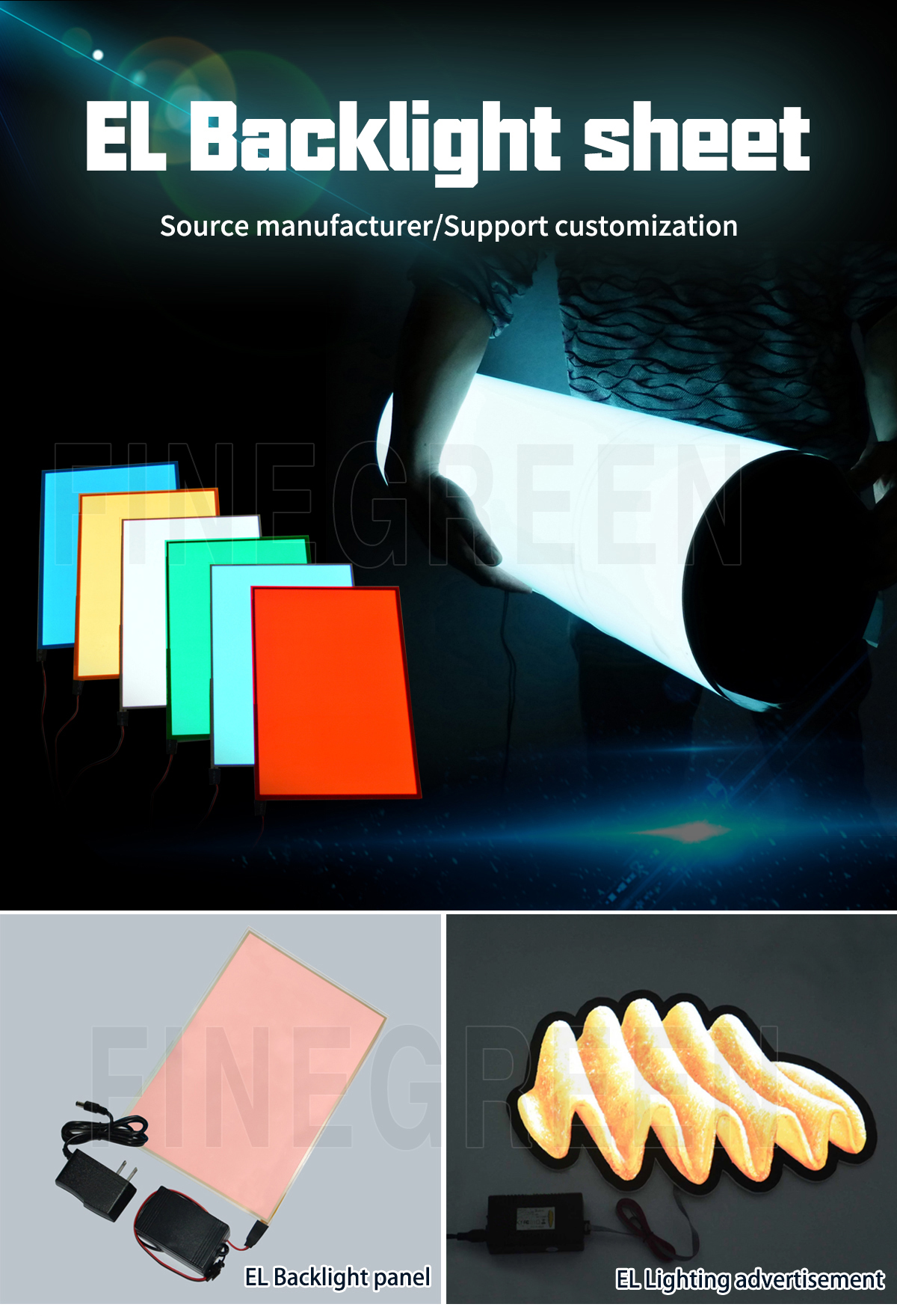 Electroluminescent El Panel Backlight Cuttable A4 Size EL Backlight-005 ...