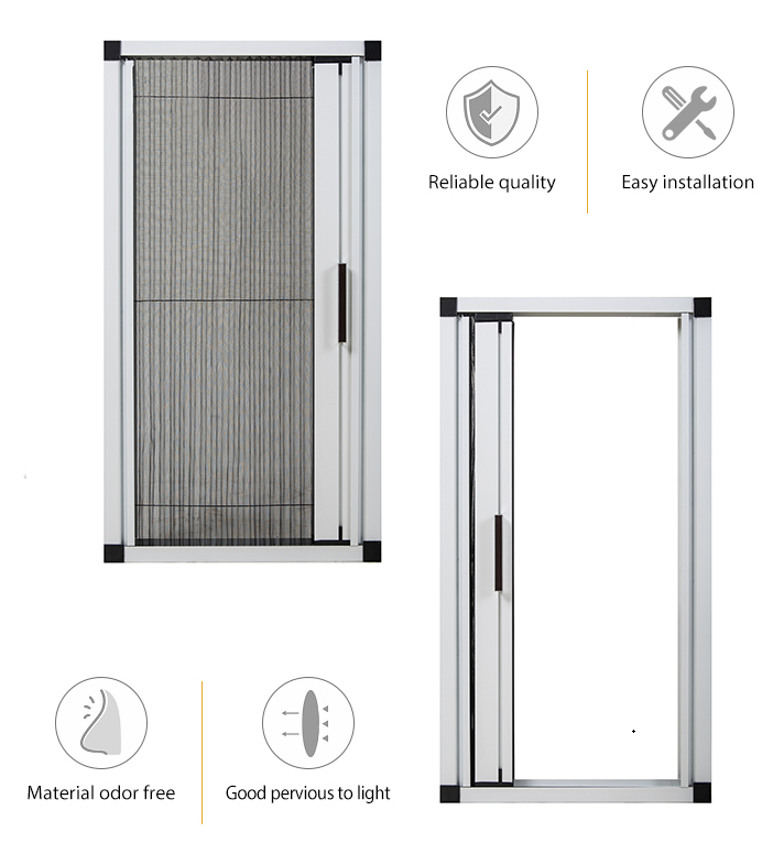Aluminum Frame Retractable Fly Screen - Pleated Mesh