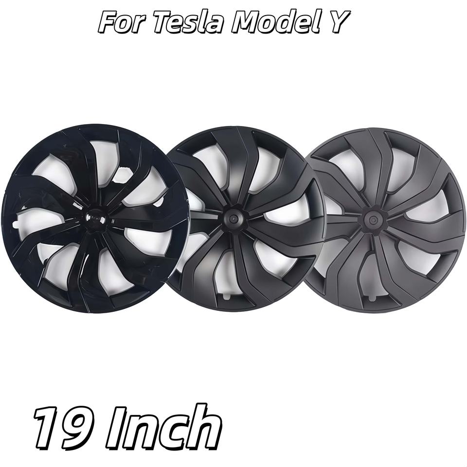 New Black 19 Inch Wheel Hub Covers for Tesla Model Y 2020-2025 Full Rim ...