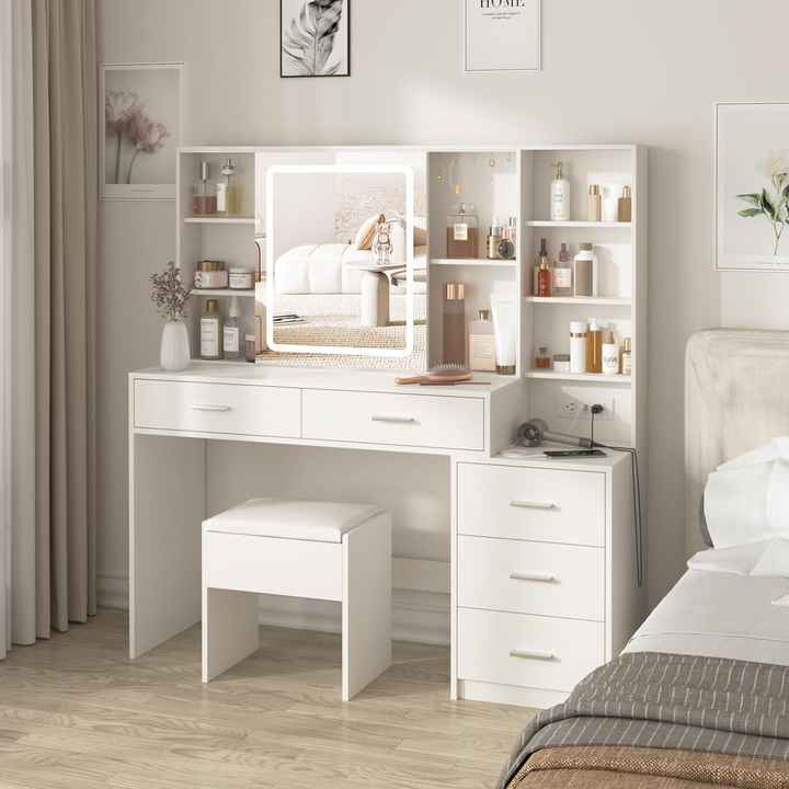 Large Luxury Bedroom Dressing Table with Mirror Drawers Modern Designs ...