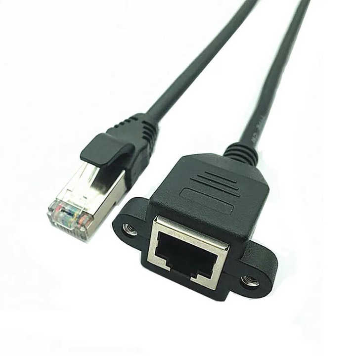 RJ45 Male to Female Ethernet Screw Lock Panel Mount LAN Network ...