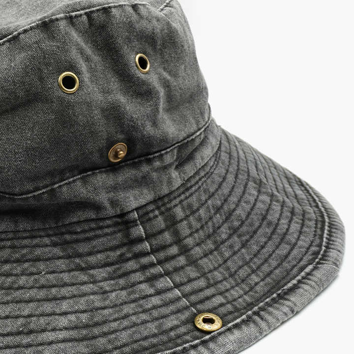 OEM Oversize Vintage Cotton Denim Cowboy Bucket Hat with Wide Brim Rope ...