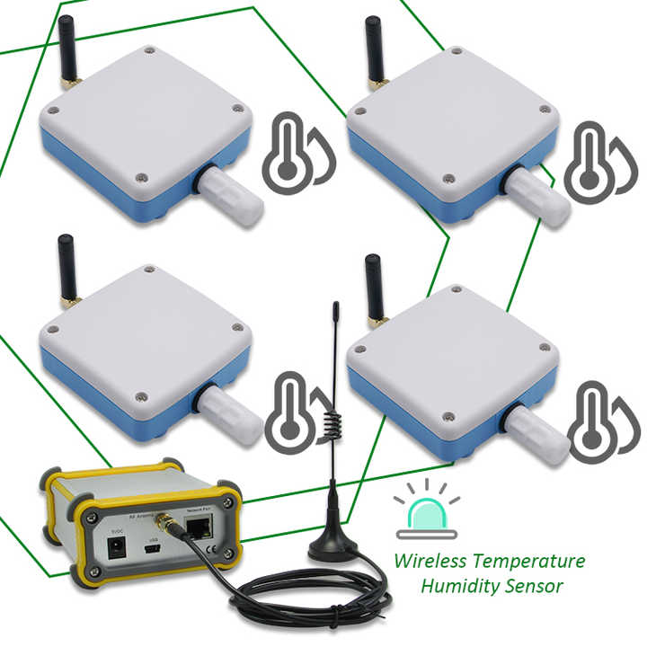 4 sets Lora RF smart wireless temperature and humidity transmitter ...