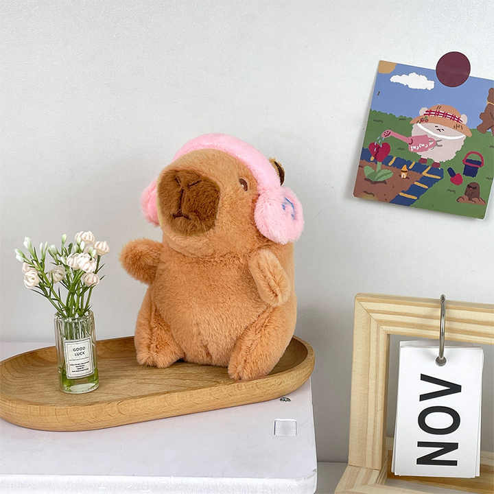 12cm Wearing Headphone Music Note Capybara Plush Keychain Peluches Cute ...