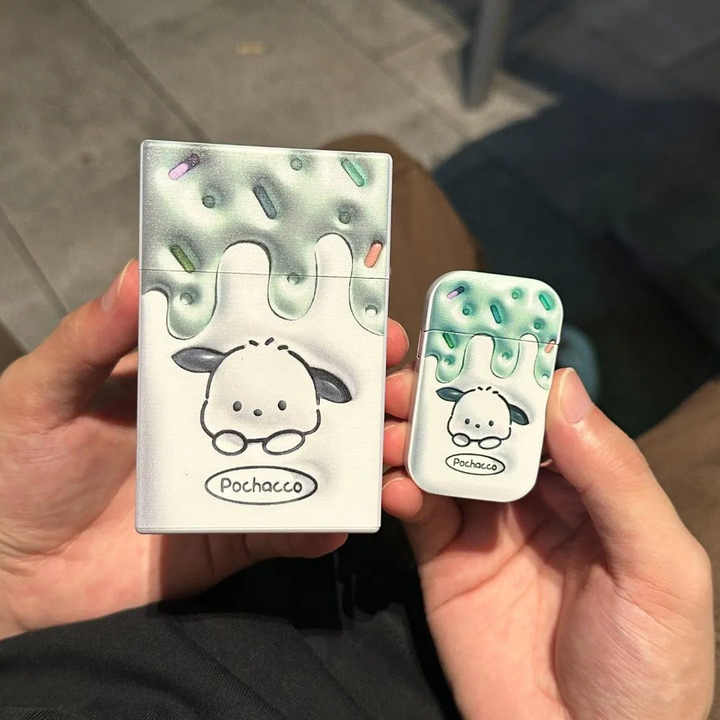 Wind protection Cartoon Inflatable Kuromi pink Flame Gas Lighter with ...