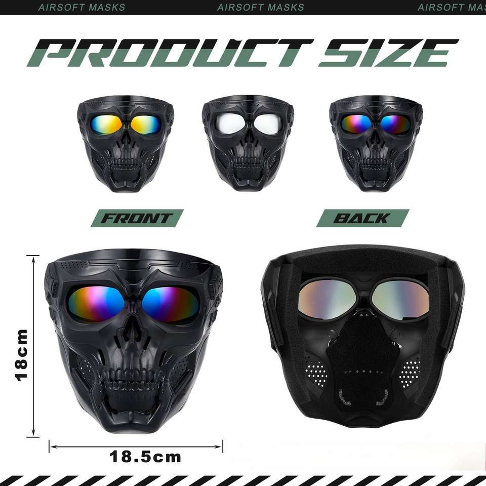 Motorcycle Dirt Bike ATV Helmet Goggles Full Face Paintball Face Mask ...