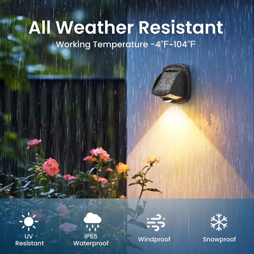 Vantone Waterproof Solar Powered Outdoor Fence Lights - 3cct Led Garden ...