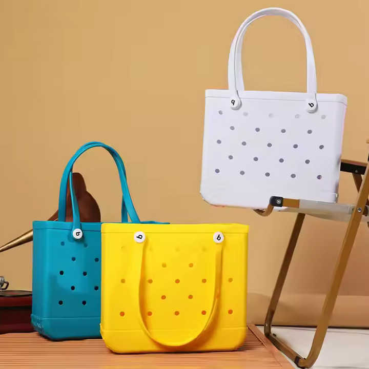 X Large Wholesale Eva Holes Rubber Silicone Summer Eva Tote Bag Solid Generic Bogg Bag Large ...