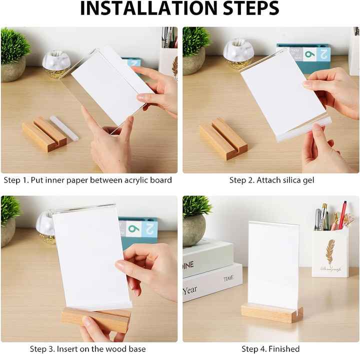 Acrylic Advertising Poster Stand A5 with Wood Base | Durable Table Sign ...