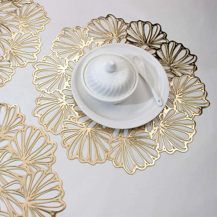 Europe Gold Luxury PVC Injection Molded Placemat for Hotel/Wedding ...