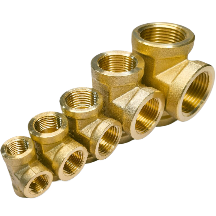 Universal Threaded Hex Brass Plumbing Pipe Fittings Female Tee Pipe ...