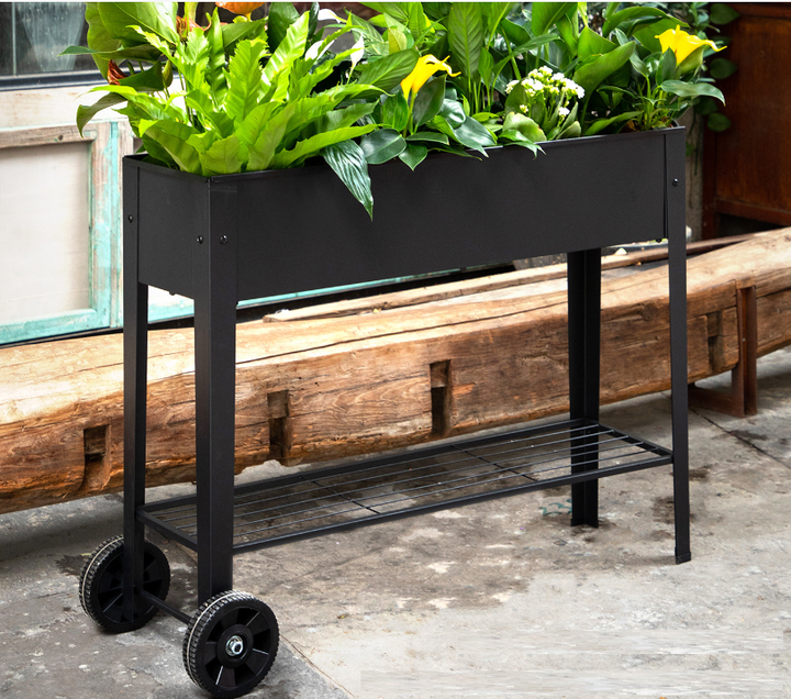 Movable Elevated Planter Box Cart Wheels for Outdoor Garden Patio ...