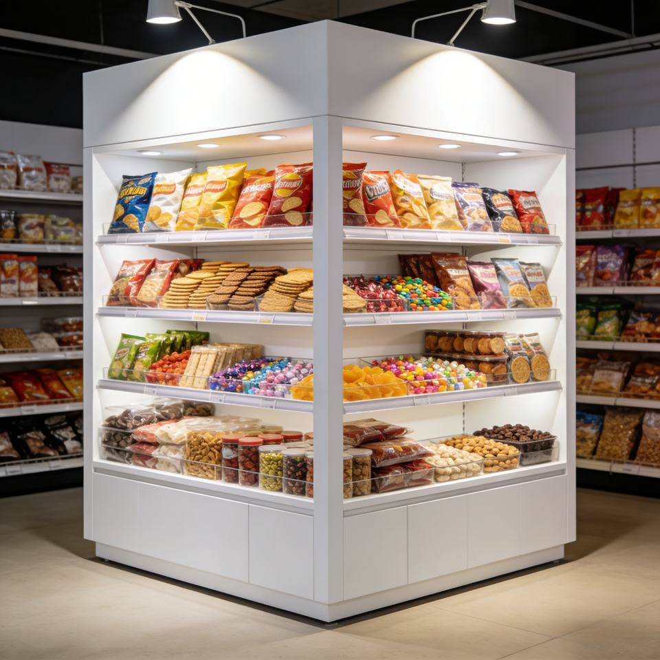 Rotating Snack Display Cabinet Biscuits Display Shelf for Supermarket ...