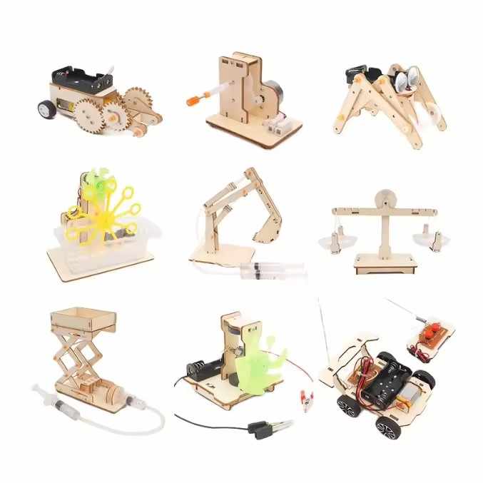 DIY 3D STEM Wooden Science Kit - Solar Powered Toys for Kids