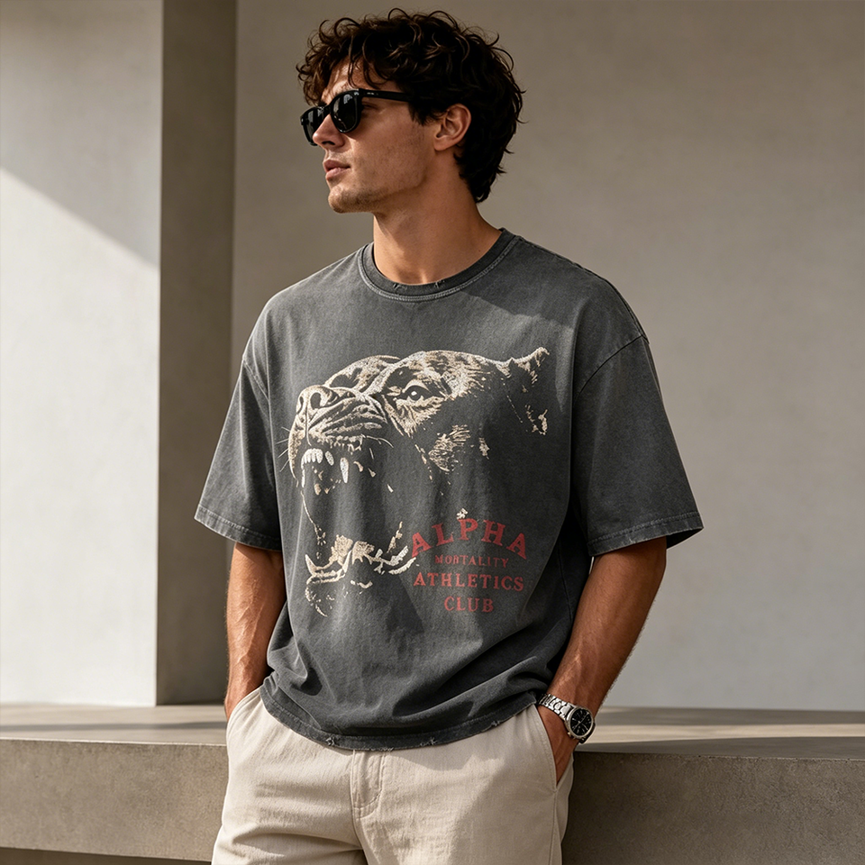 Y2K Streetwear Oversized Tee Double Sided Distressed Pitbull Graphic ...