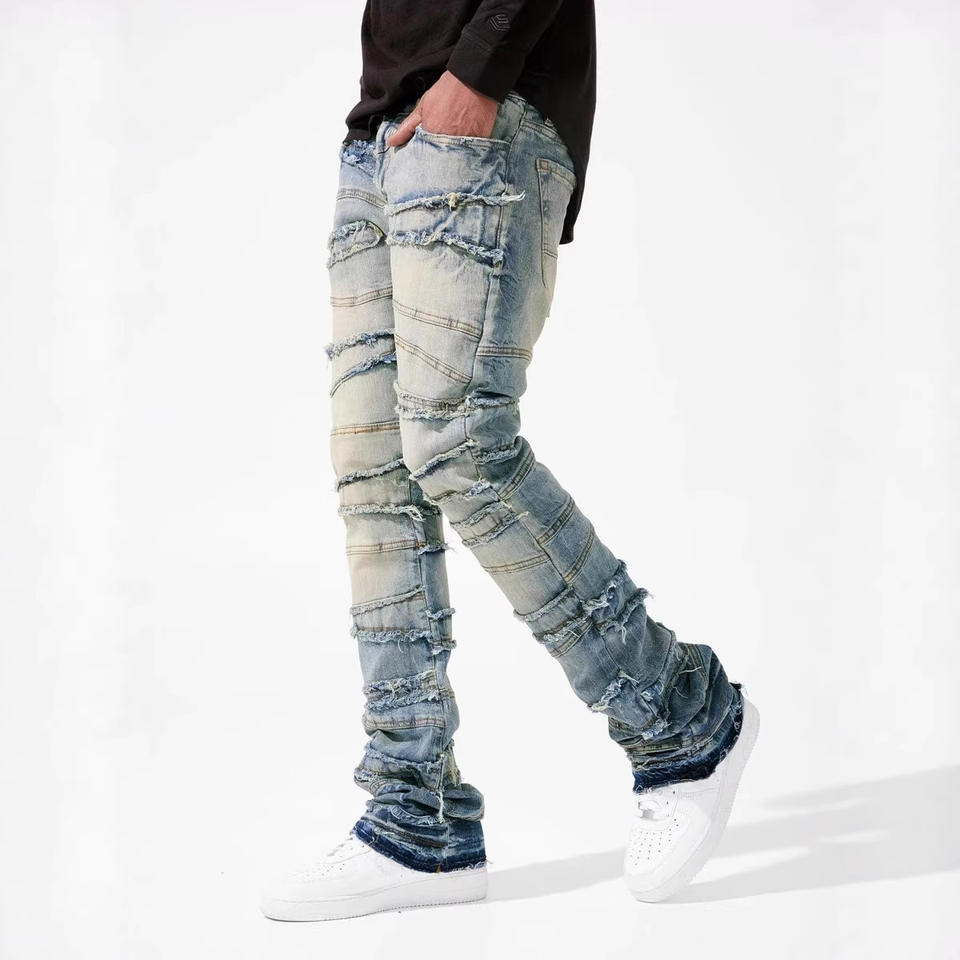 2026 Cross-border New Men's Boot Cut Vintage Denim Jeans European ...