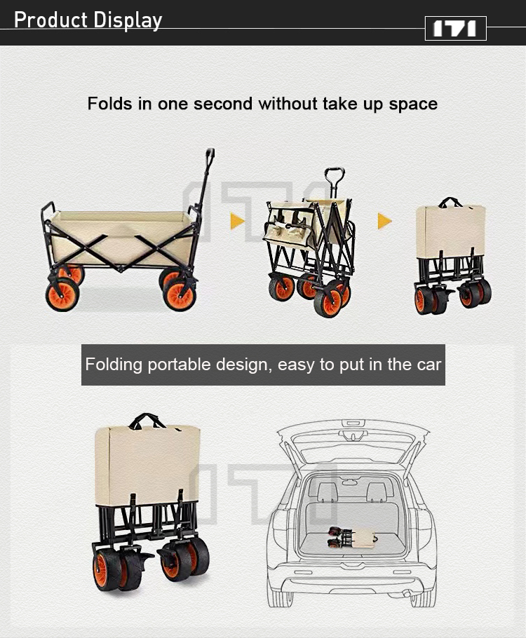 Folding Cart Folding Utility Wagon Cart Mini Camping Trolley Folding ...