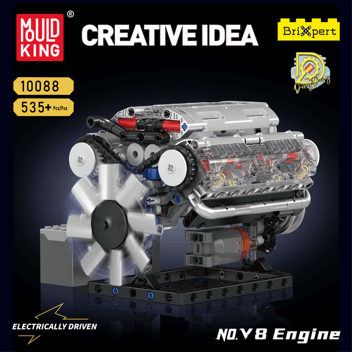 Mould King 10088 V8 Engine Model Building Blocks - DIY Fun
