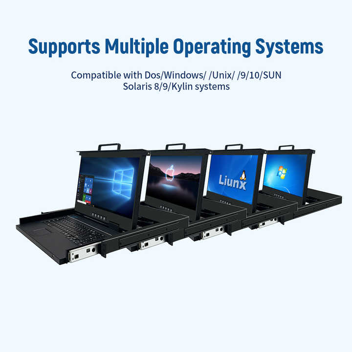 17.3" LED IP KVM Switch with 8 Port,8-Pack Cables 1U Rackmount KVM ...