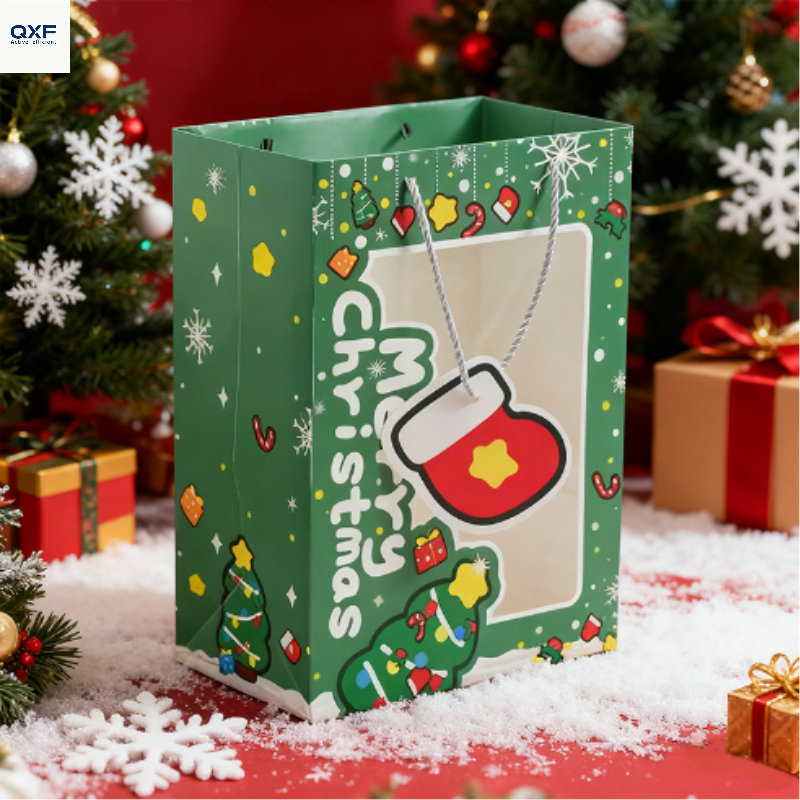 Christmas Kraft Paper Bags Transparent Eco-Friendly Biodegradable Gift ...