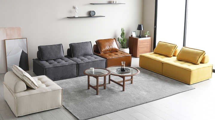 Modular Leather Sofa Cube Sectional - High Density Design