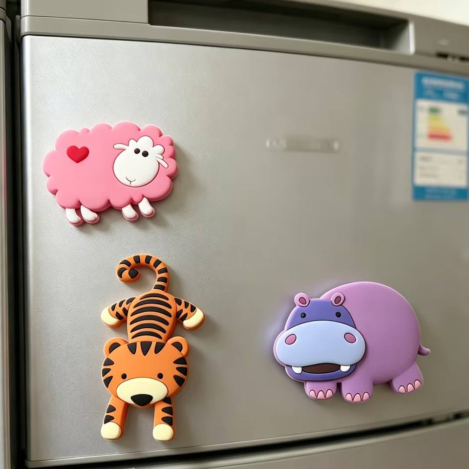 Cute Cartoon Animal Fridge Magnets, 3D Soft PVC Refrigerator Magnet Set ...