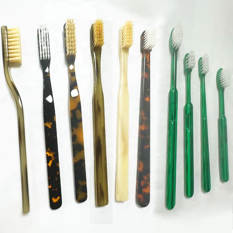 Custom Soft Bristle Tortoiseshell Acetate Toothbrush for Adults ...