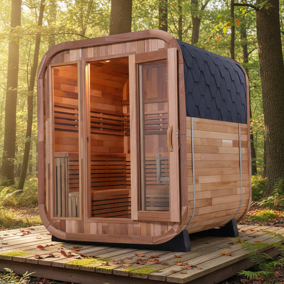 Fashion Wood Outdoor Cube Sauna Room Wet Steam Sauna Room 4~6 Person ...