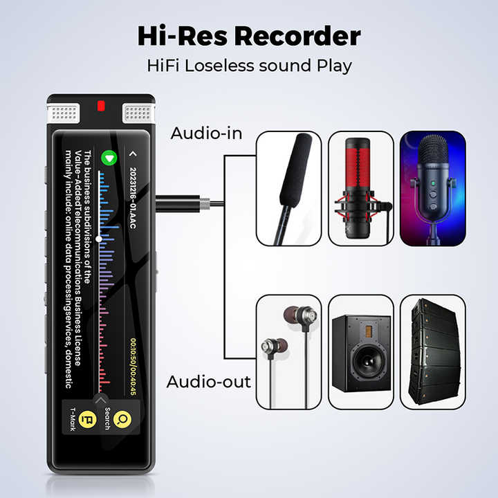 Portable Professional AI Digital Voice Recorder with Touch Screen for ...