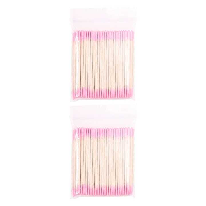 100pcs/bag 7cm Disposable Pointed Eyelash Cleaning Stick Pink Tattoo ...