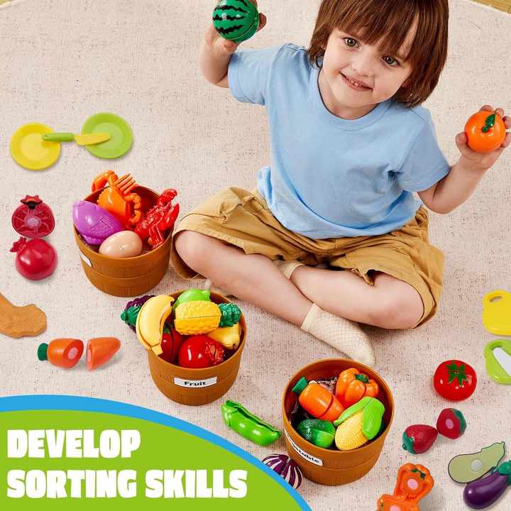 Color Sorting Play Food Set Toy Learning Toys for Boys & Girls Gift ...