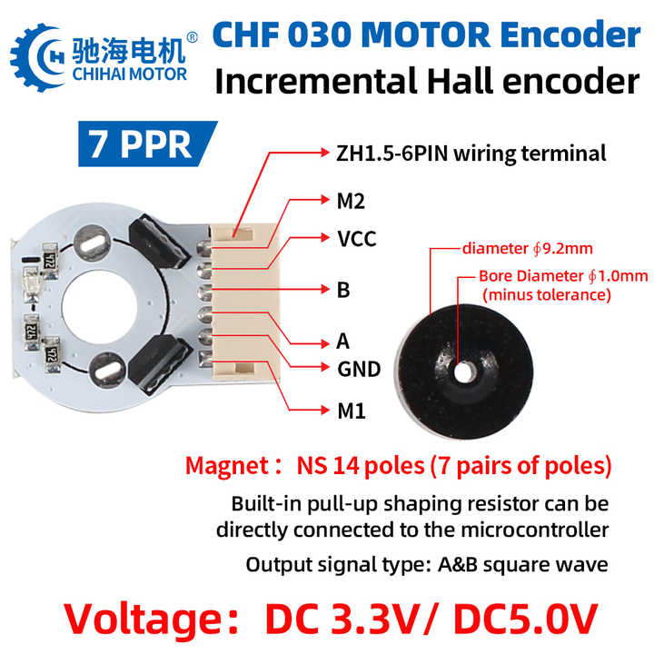 Hall Magnetic Encoder - High Sensitivity for DC Motors