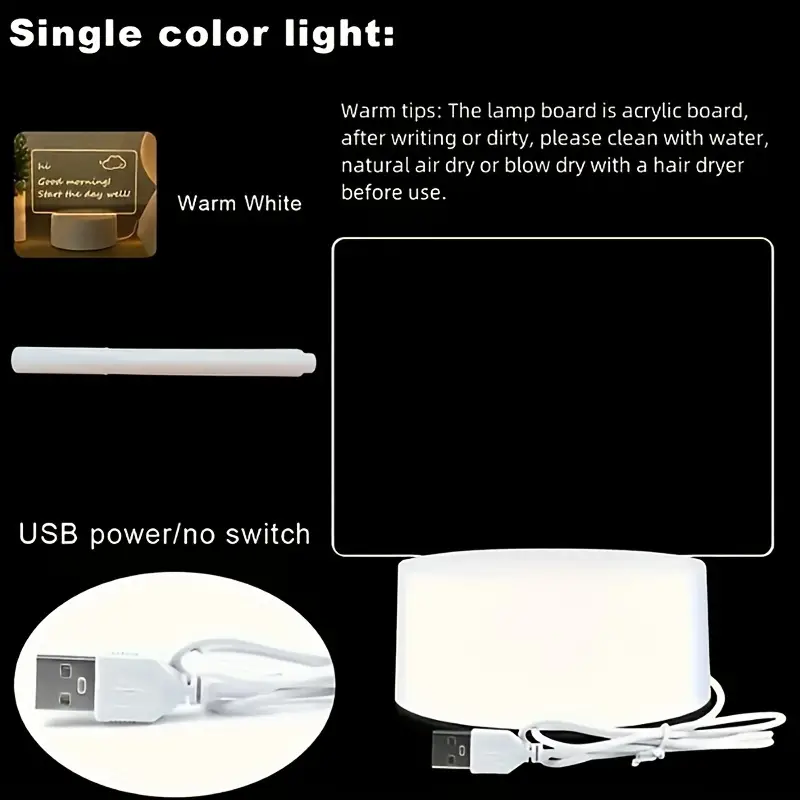 Computer Desk Decorative LED Message Board Warm Color Night Light ...