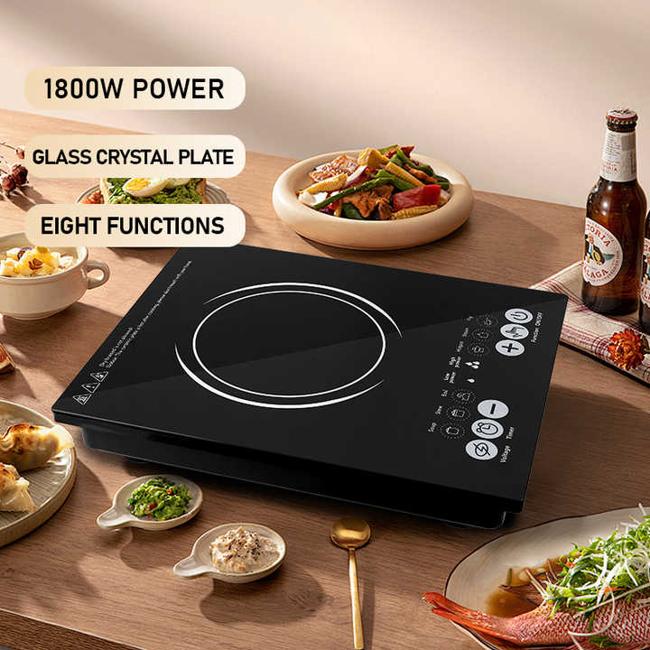 Factory Direct 2000W Induction Cooker Black Crystal Glass Single Burner ...