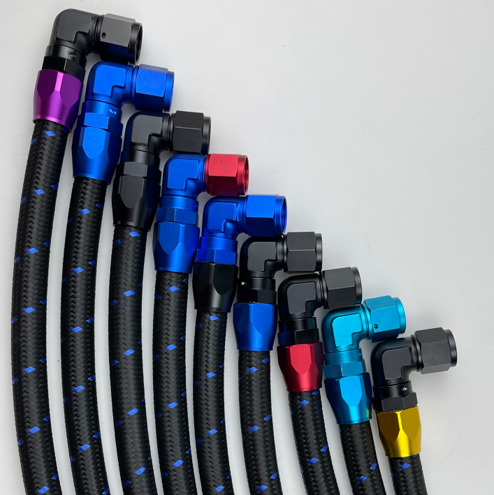Racing Parts Blue Black Braided Hose Engine Oil Exhaust Hose Set With ...
