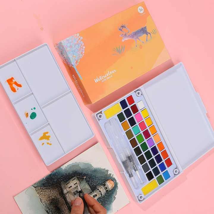 Meihui Art 12 18 24 36 48 Colors Washable Solid Watercolor Cake Paint ...