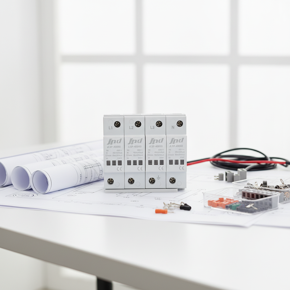 JLSP-400/80/4P T2 Three Phase AC Surge Protector 4 Poles Power Supply ...