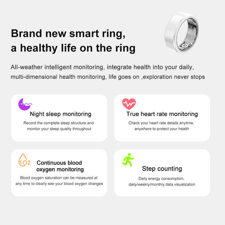 Jring App Aluminum Smart Wearable Ring - Healthy Heart Rate Monitoring