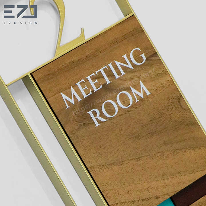 Metal Wood Office Building Meeting Room Name Plate Guest Wayfinding ...