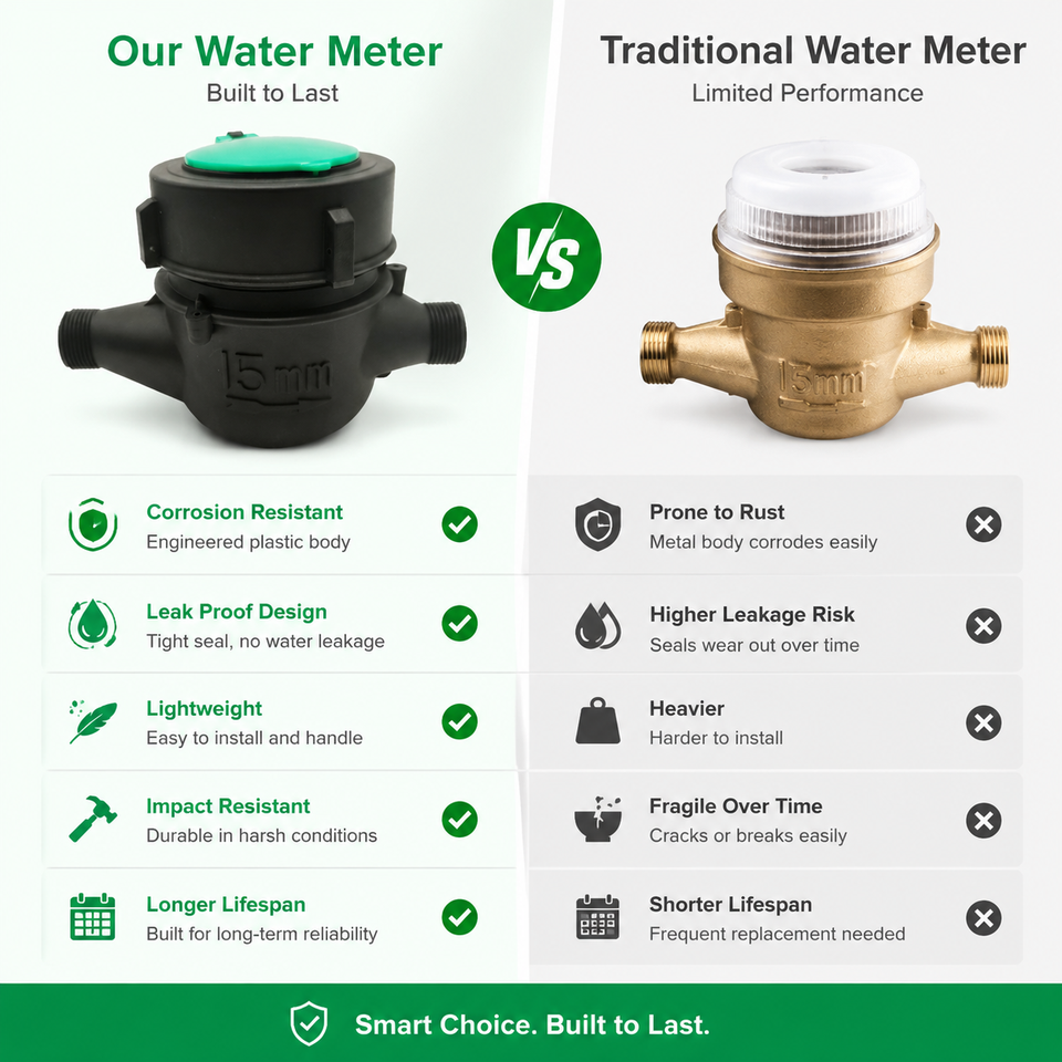 Plastic Mechanical Water Meter Measuring Water Flow DN15 Plastic Nylon ...