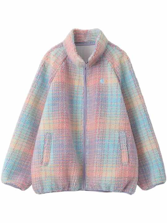 Custom Women's Colorful Rainbow Polar Fleece Jacket Vintage Stripe ...